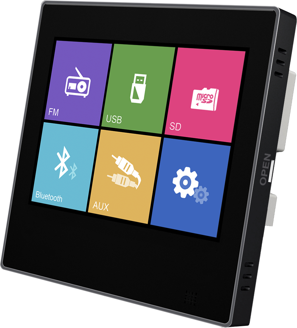 2x10W Touch Screen Wall Mount Music Amplifier with FM/SD/Bluetooth/AUX ...